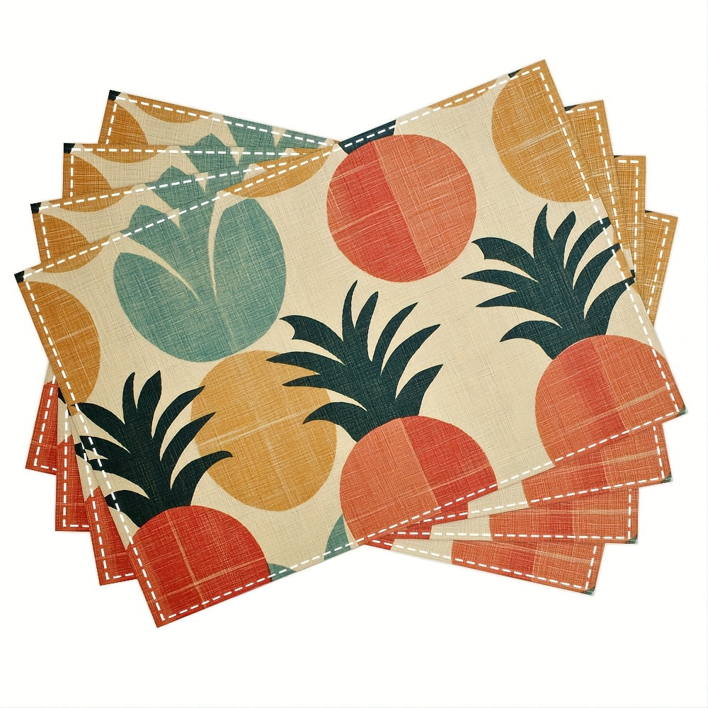 4pcs, Retro Mid Century Modern Pineapple Pattern placemats, fashion ...