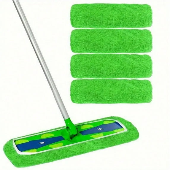 4pcs Reusable Super Microfiber Mop Pads - Dry & Wet Use, Easy Hair ...