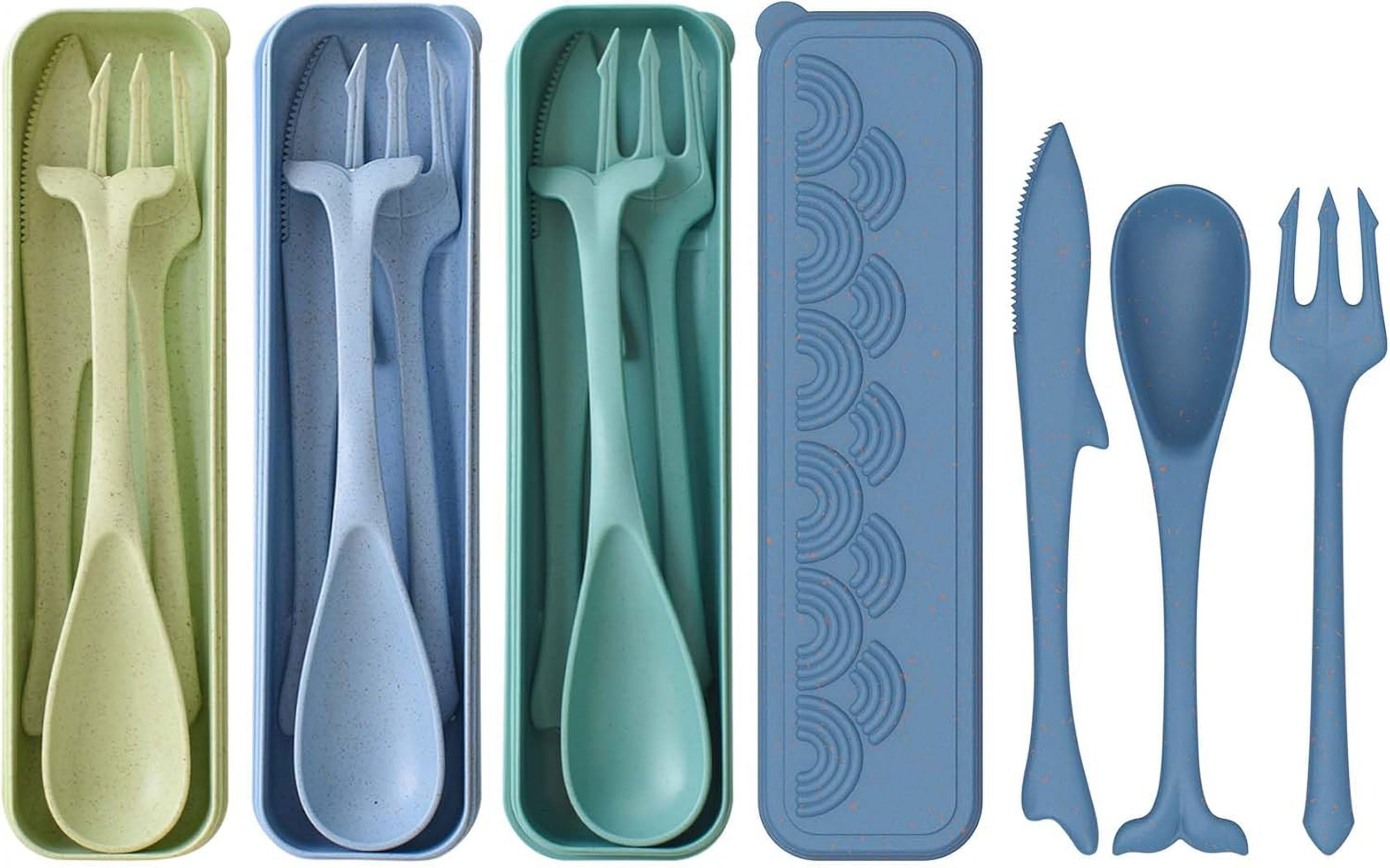 4pcs Reusable Utensils Set with Case, Lightweight Knives Spoons and ...