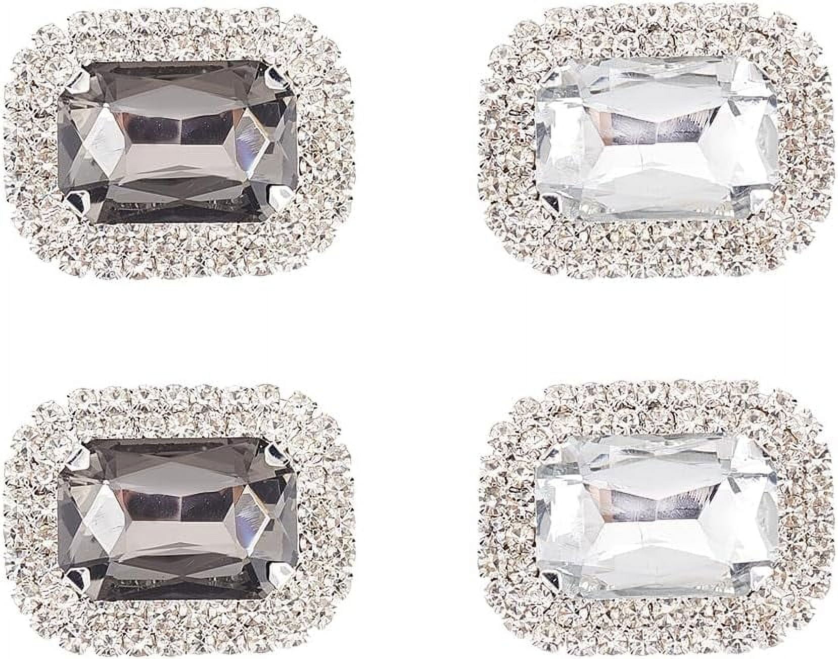 4pcs Rhinestone Shoe Buckle Clear Black Rhinestone Shoe Clips Elegant ...