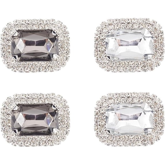 4pcs Rhinestone Shoe Buckle Clear Black Rhinestone Shoe Clips Elegant ...