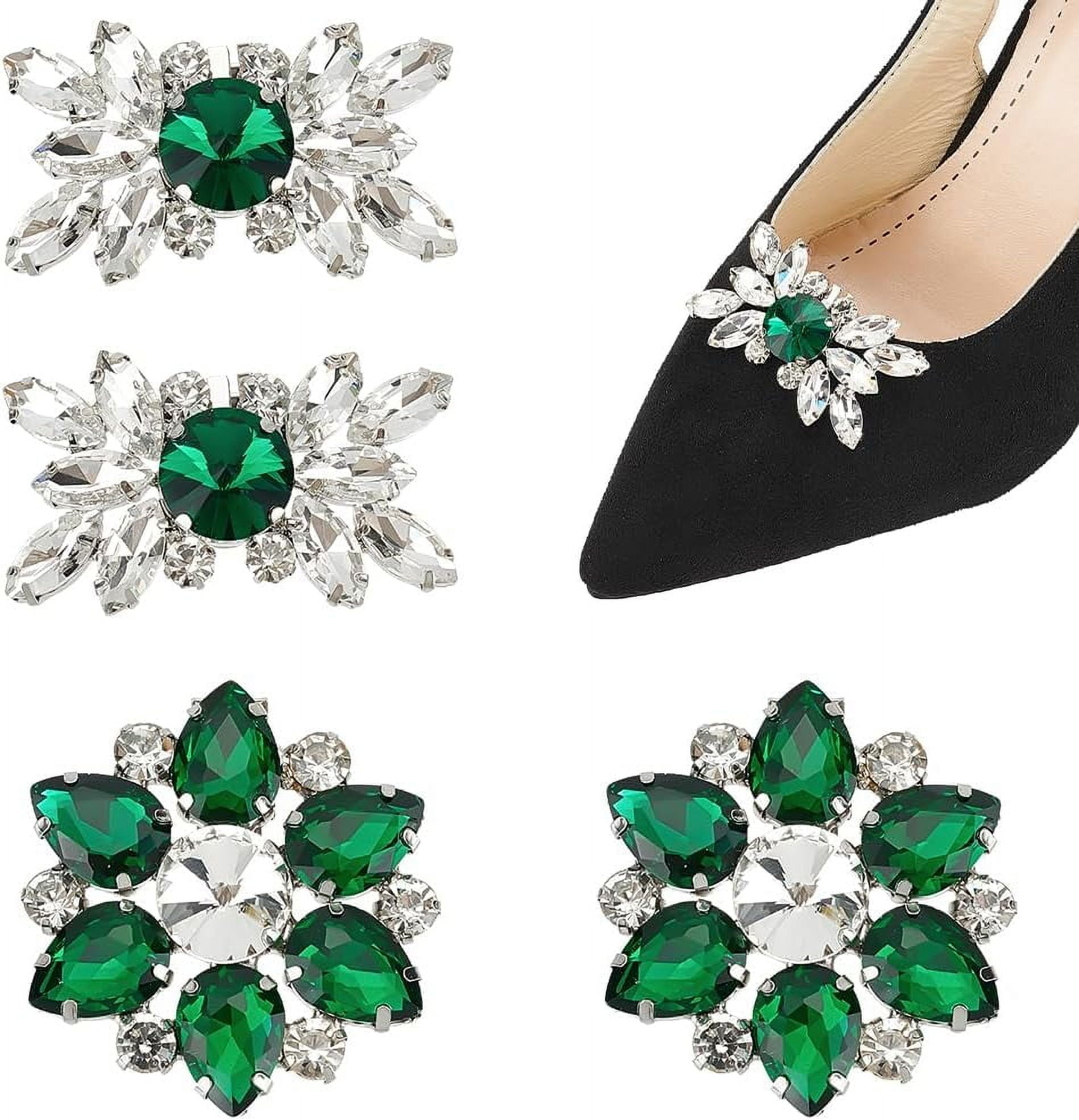 4pcs Rhinestone Shoe Clips 2 Styles Flowers Rhinestone Bridal Wedding ...