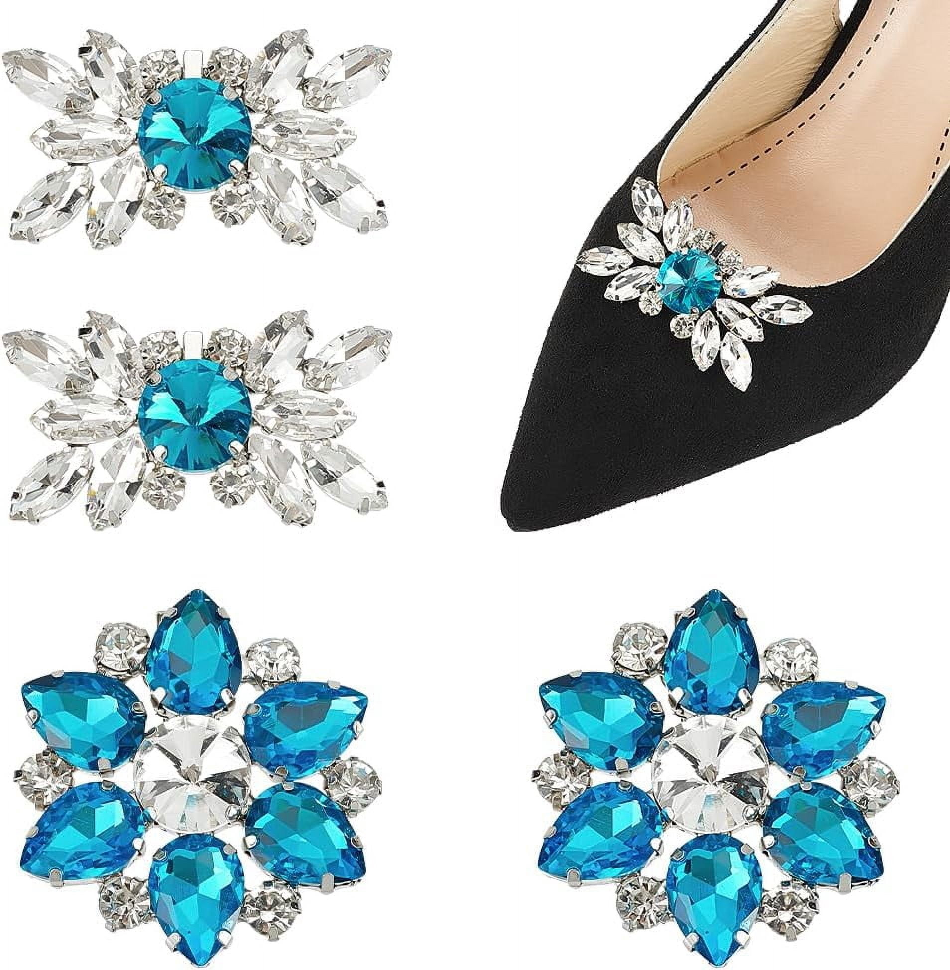 4pcs Rhinestone Shoe Clips 2 Styles Flowers Rhinestone Bridal Wedding ...