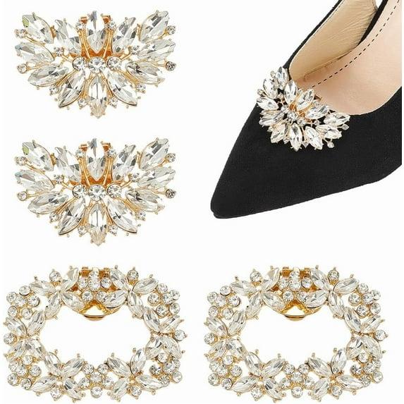 4pcs Rhinestone Shoe Clips 2 Styles Rhinestone Shoe Clips Bridal ...