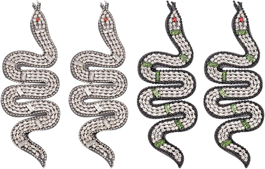 4pcs Rhinestone Snake Beaded Patches 2 Colors Handmade Snake Applique ...