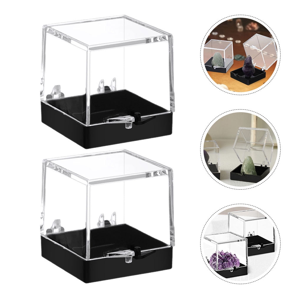 4pcs Rock Collection Display Case Mineral Specimen Container Clear ...