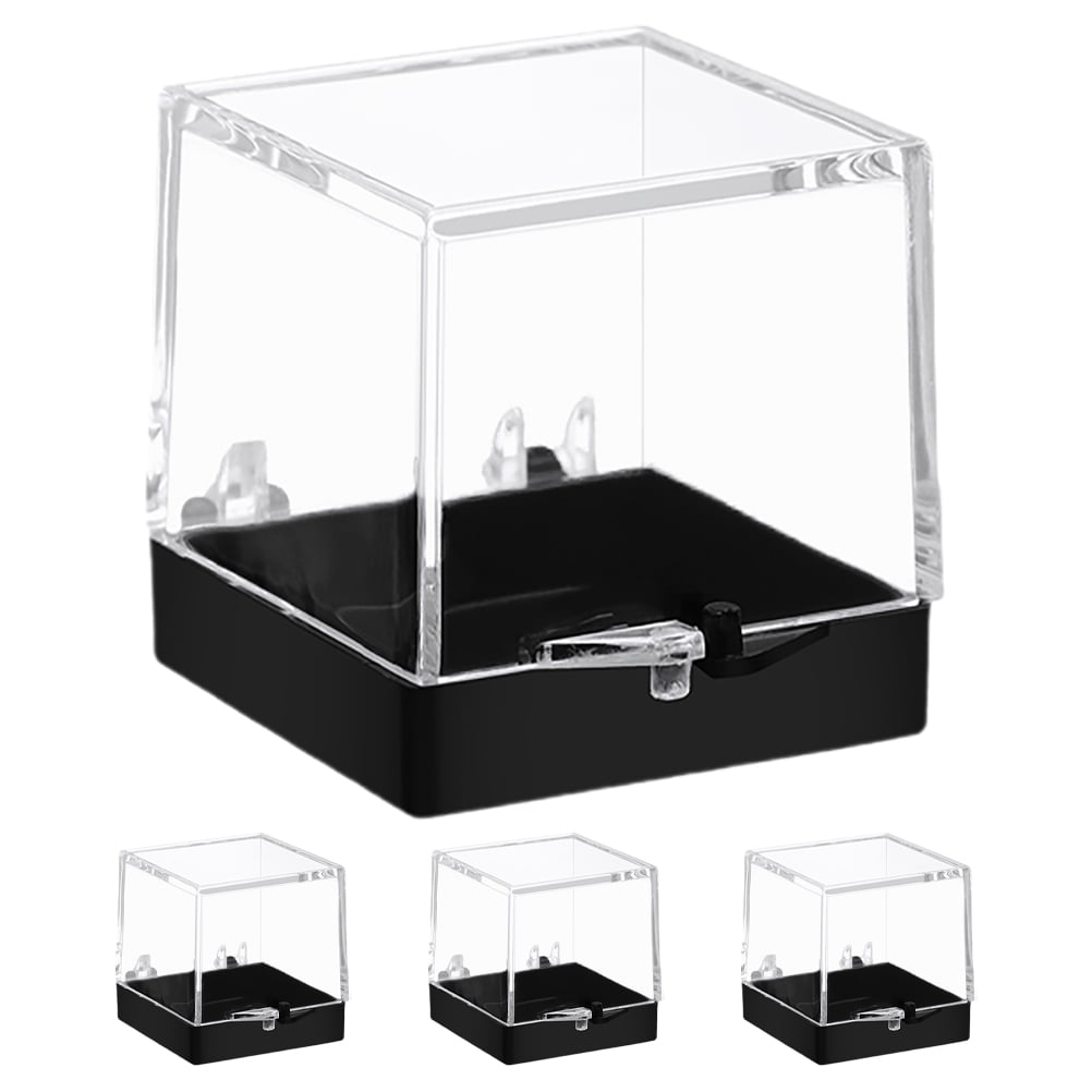 4pcs Rock Collection Display Case Mineral Specimen Container Clear ...