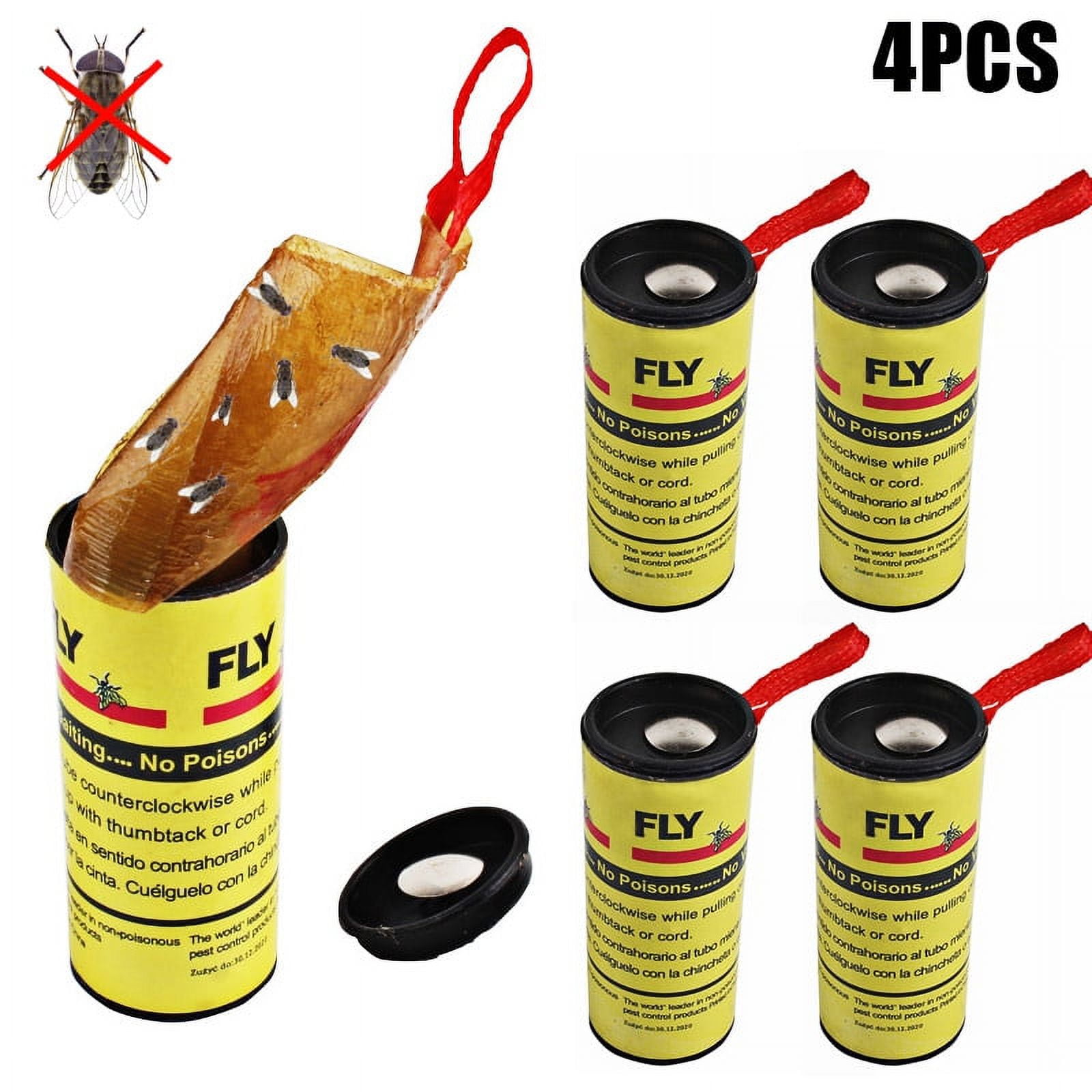 4pcs Rolls Sticky Fly Paper Eliminate Flies Insect Bug Glue Catcher ...