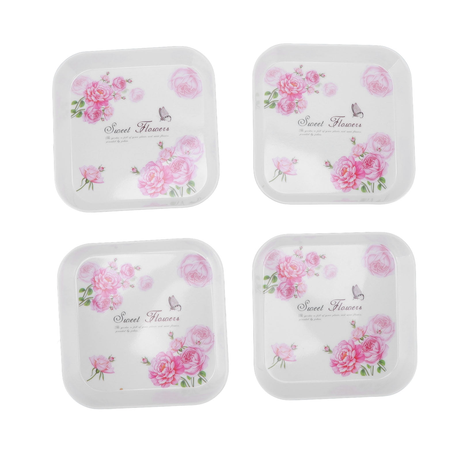 4pcs Rose Fruit Snack Plate Set - Multifunctional Melamine Dessert ...