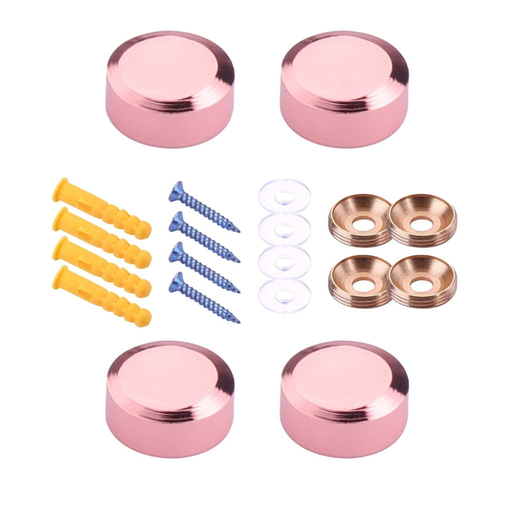 4pcs Rose Gold Finish Solid Brass Mirror Screws Elegant Beveleds ...