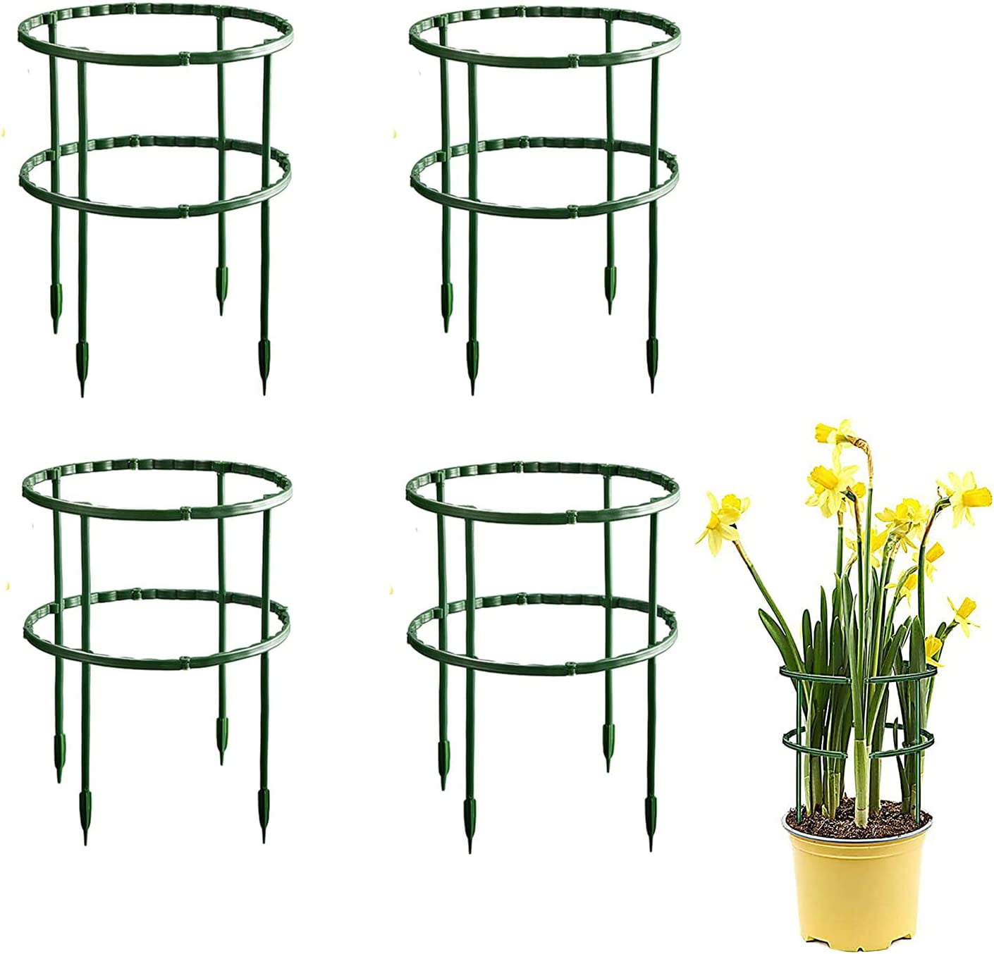 4pcs Round Plant Support Stakes,10.2In Garden Plant Support Rings ...