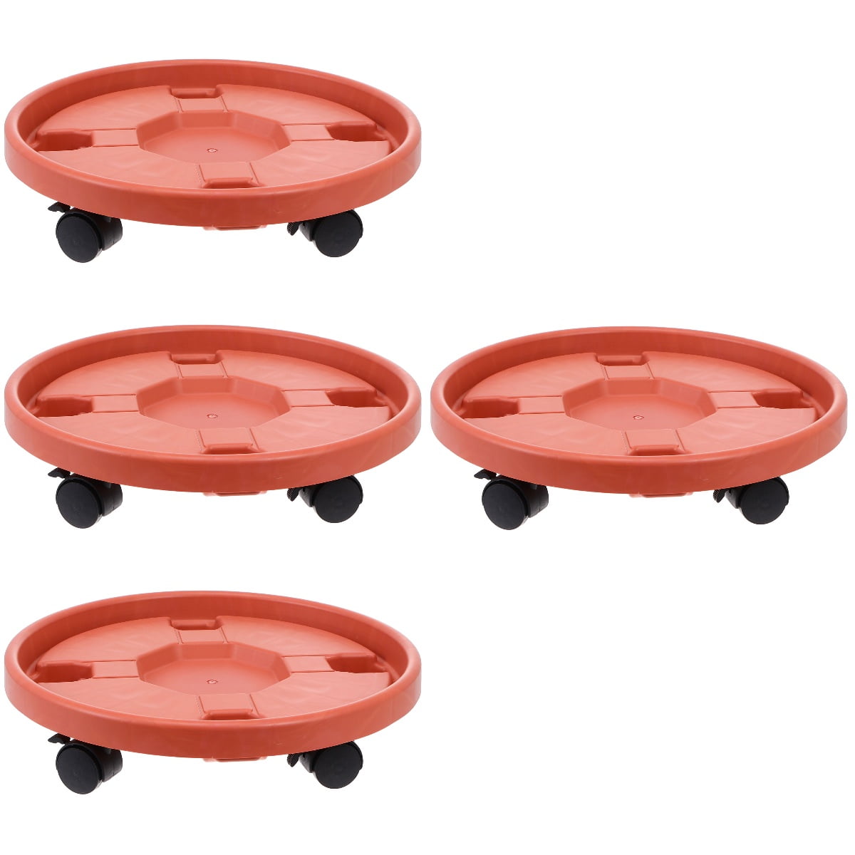 4pcs Round Potted Stand On Wheels Heavy Duty Flower Pot Rack On Rollers ...