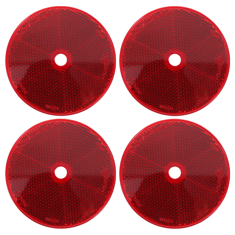 Worgeous Red Reflective Car Safety Round Plastic Reflectors Set of 4 ...