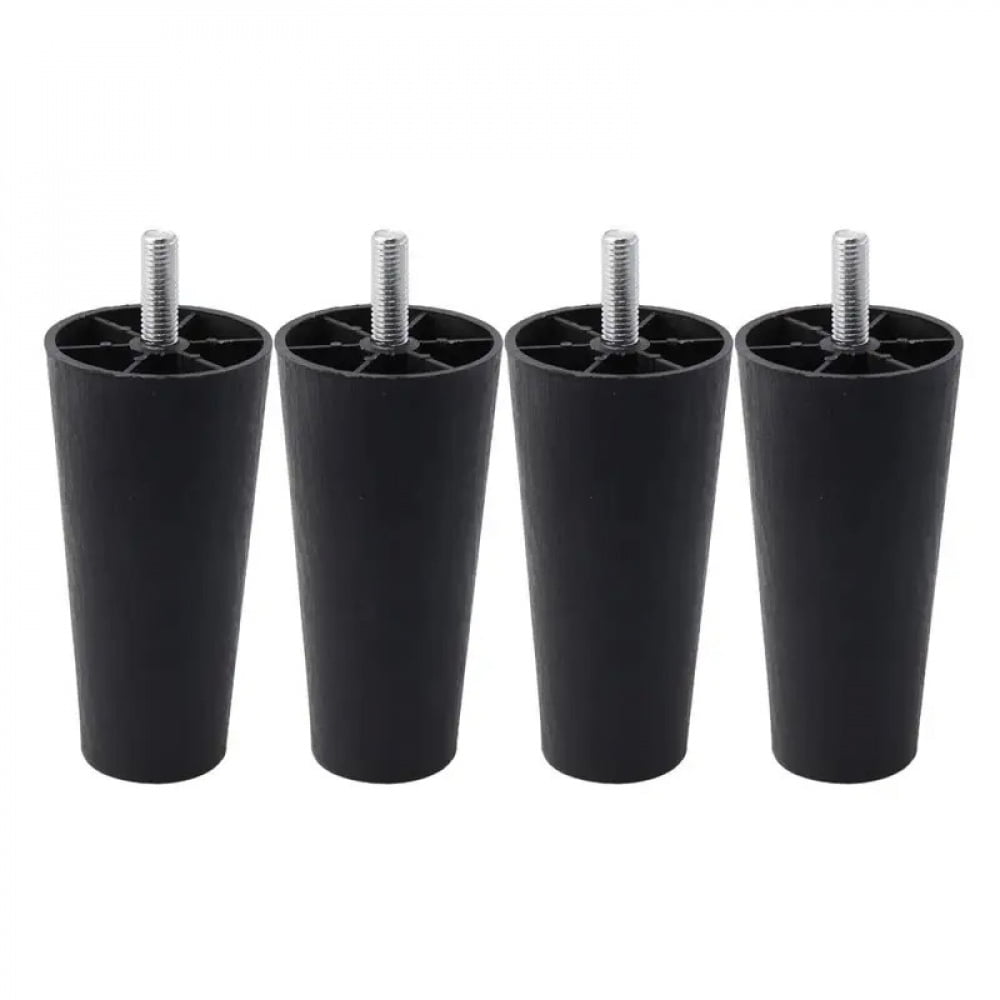 4pcs Round Tapered Black Plastic Furniture Legs Feet High 40 65 90 100 ...