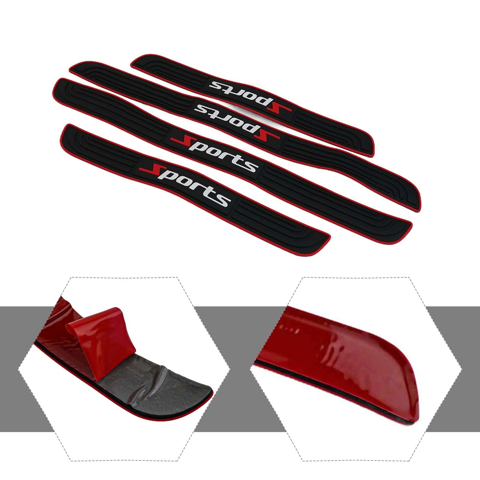 4pcs Rubber Car Door Sill Scuff Plate Cover Door Panel Guards Protector ...