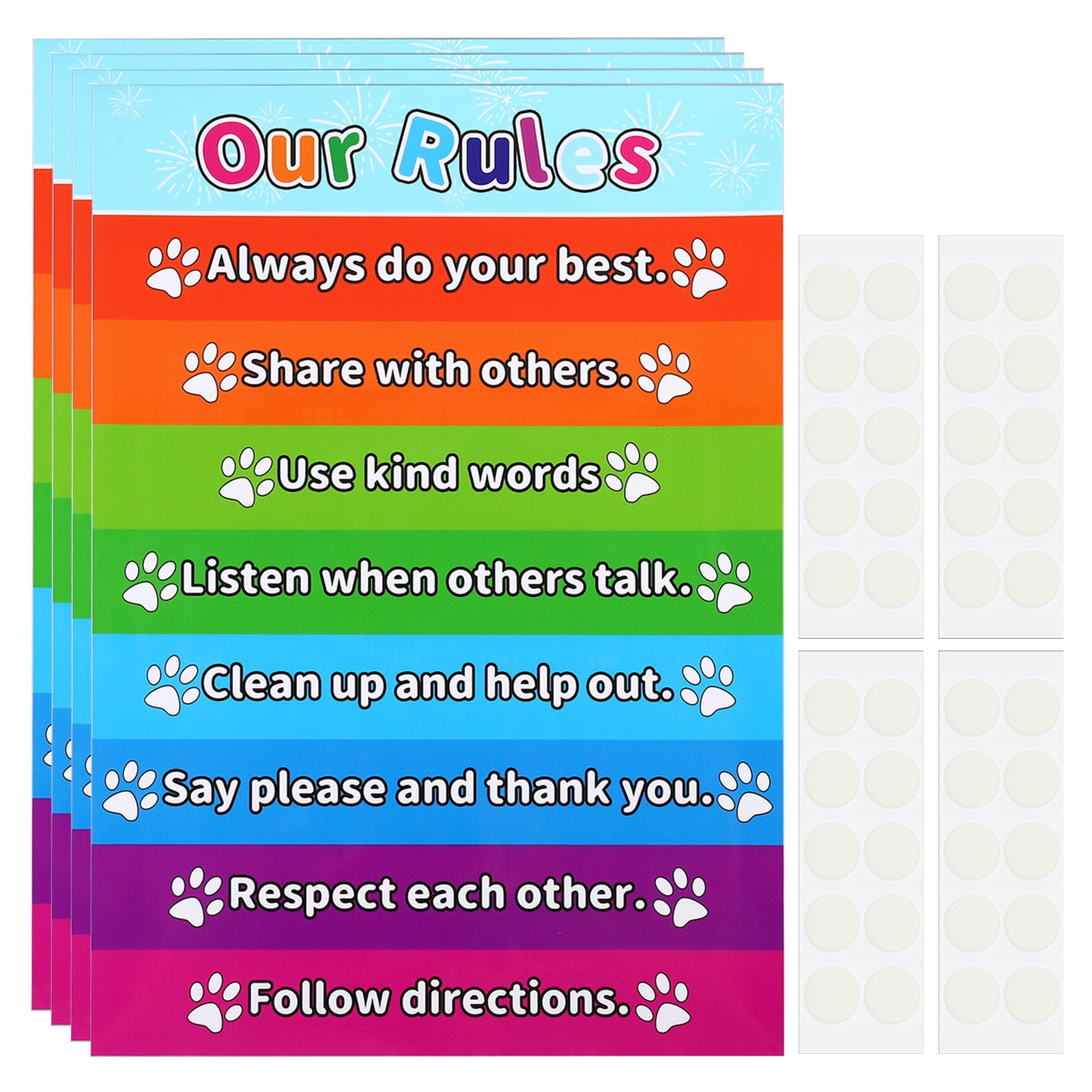 4pcs Rules Chart, 11x16inch House Rules Chart Out Rules Poster ...