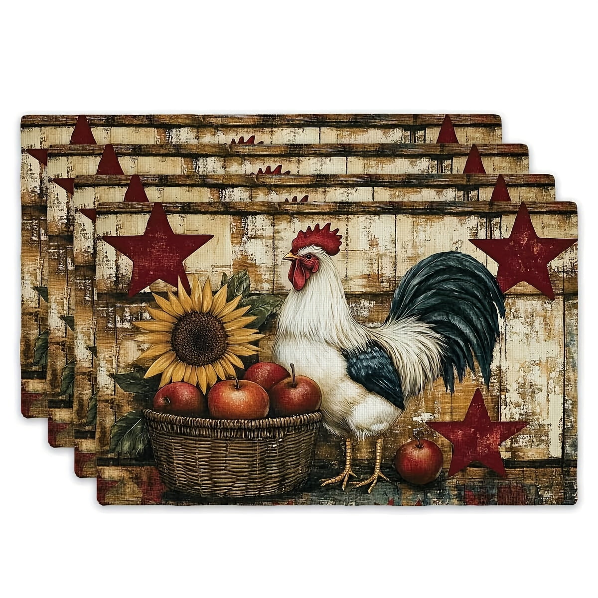4pcs Rustic Farmhouse Placemats Suitable for Dining Table - Vintage ...