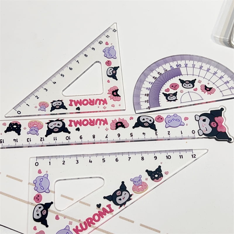 4pcs Sanrio Ruler Hello Kitty Kuromi Pochacco Ruler Protractor Student ...