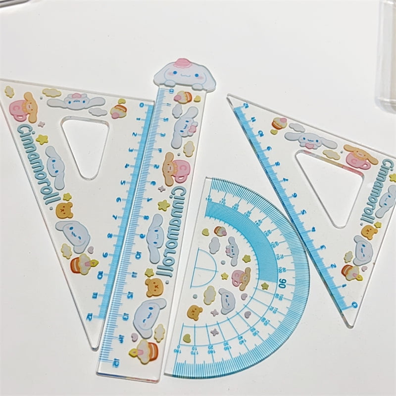 4pcs Sanrio Ruler Hello Kitty Kuromi Pochacco Ruler Protractor Student ...