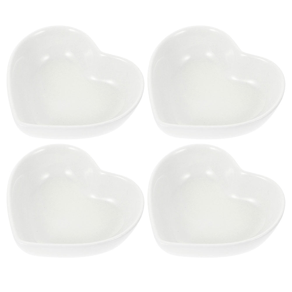 4pcs Sauce Dipping Dish Ceramic Appetizer Bowl Heart-shaped Dipping ...