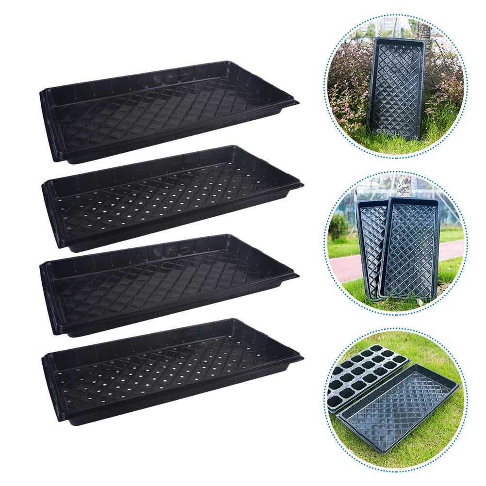 4pcs Saucer Rectangular Planter Tray Flower Holder with Holes for Most ...