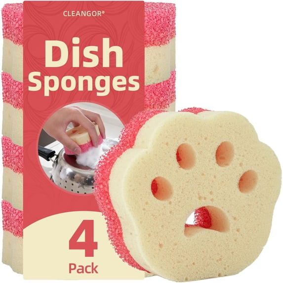4pcs Scrub Sponges, Dual-Sided Temperature-Controlled Dish Sponges ...