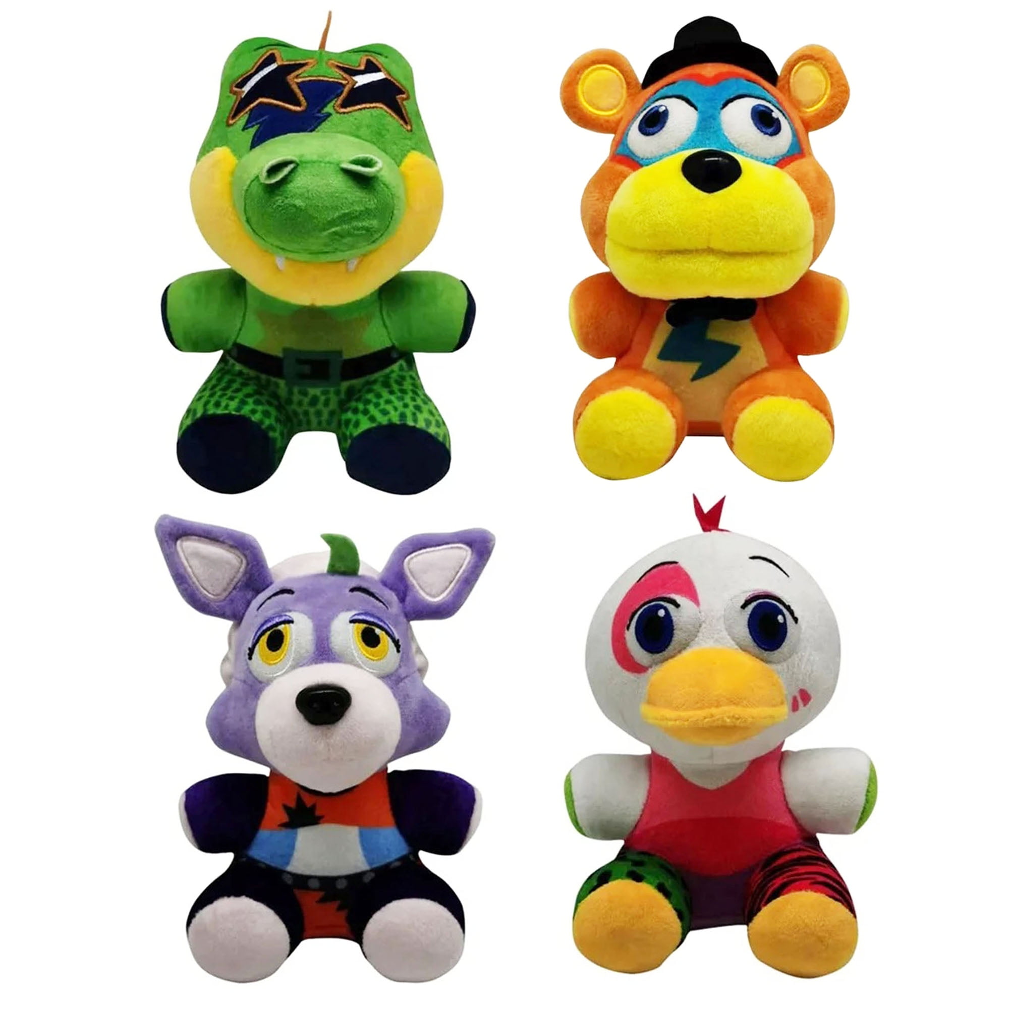 4pcs Security Breach Plush - 8" FNAF Montgomery Gator, Glamrock Freddy ...
