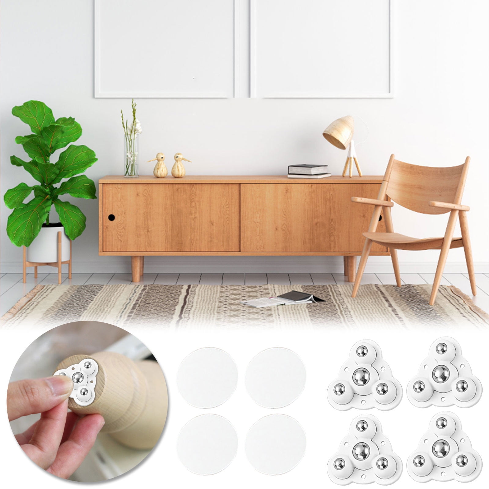 4pcs Self Adhesive Caster Wheels, Appliance Rollers for Kitchen ...