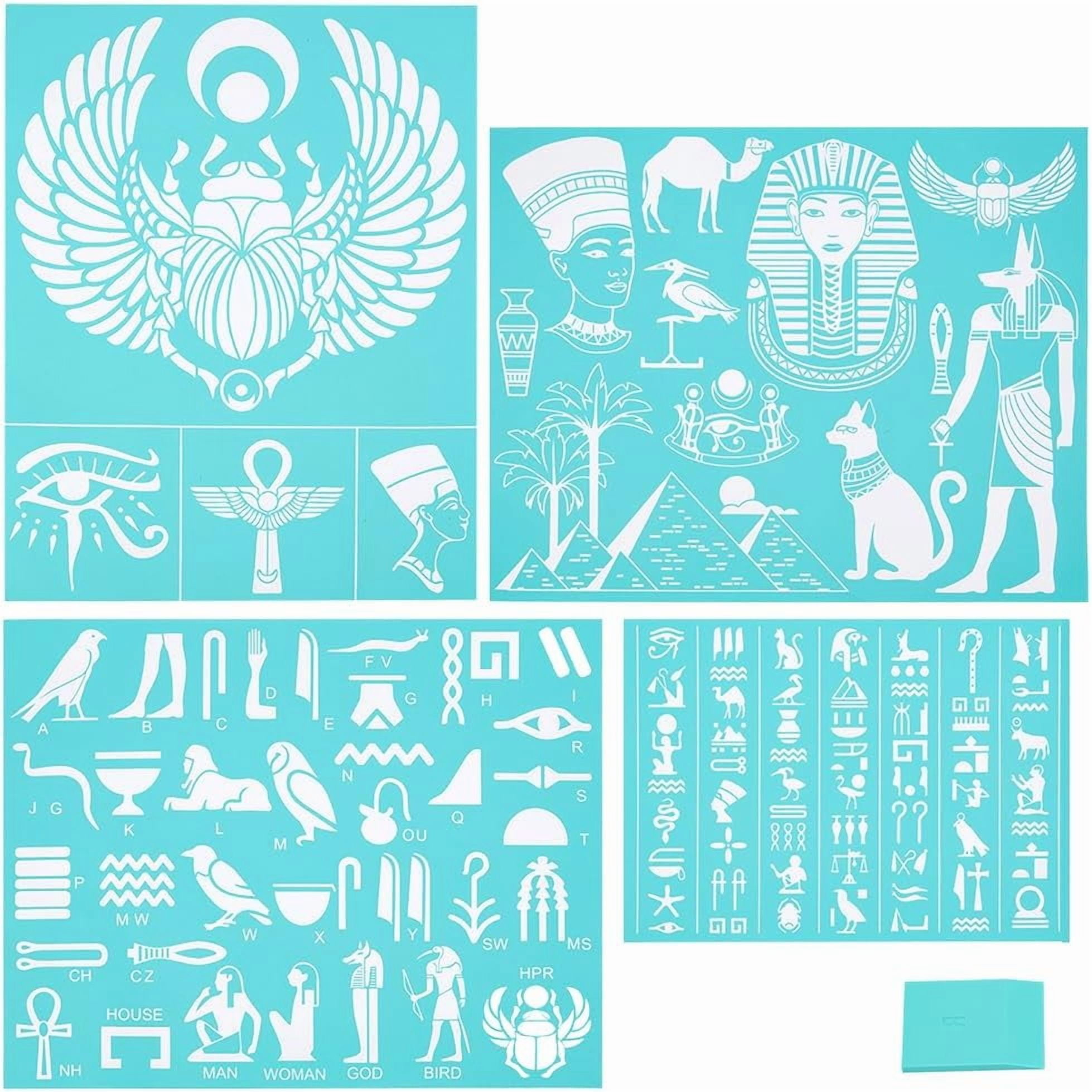 4pcs Self-Adhesive Silk Screen Printing Stencil Egypt Silk Screen ...