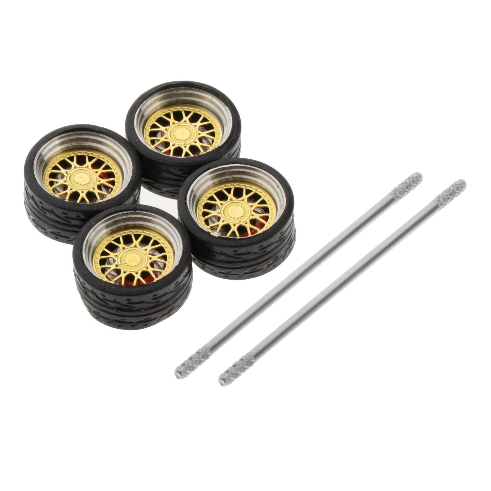 4pcs / Set 1/64 Die Casting Racing Model Car Alloy Rubber Wheel & Tire ...