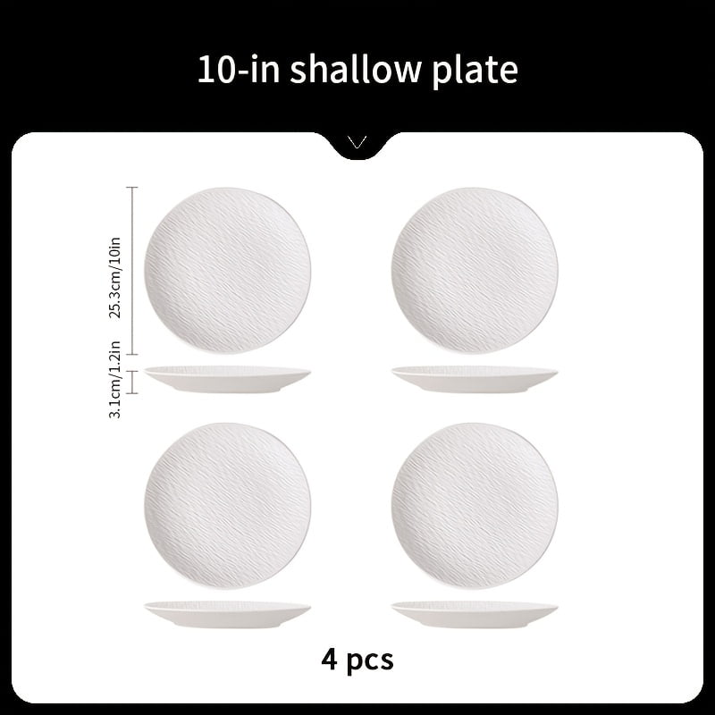 4pcs Set -10 Inch Stone Patterned Plate, Simple And High-End Black And ...