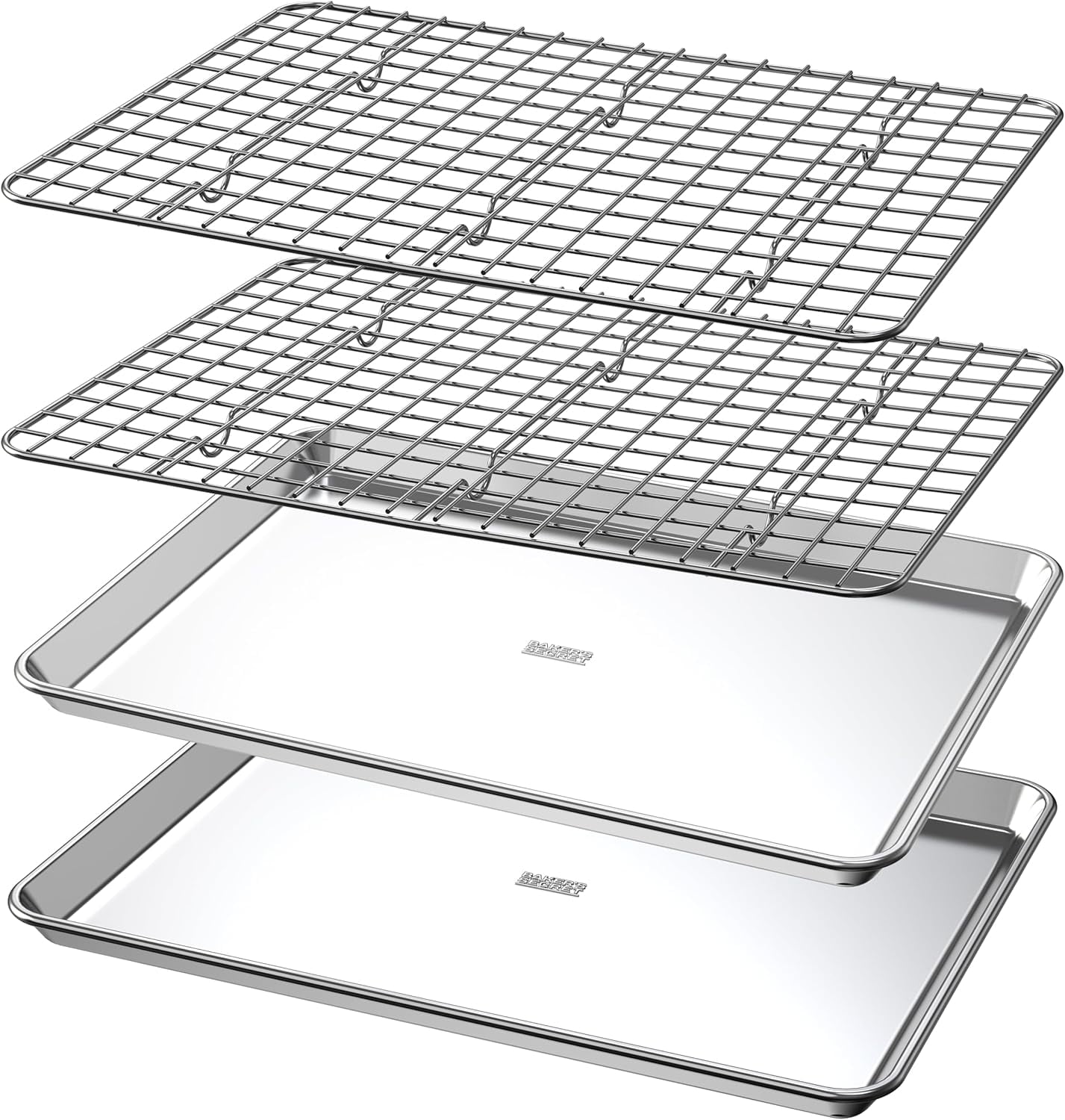 4pcs Set, 2x Baking Trays for Oven, 100% Recycled Aluminum, Non Toxic ...