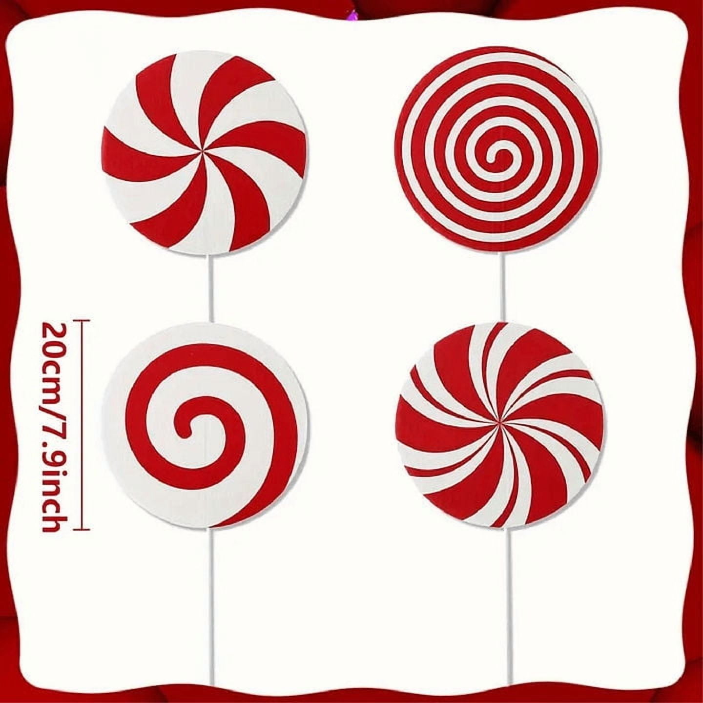 4pcs Set Christmas Candy Cane Decoration Plastic Lollipop Ornaments for ...