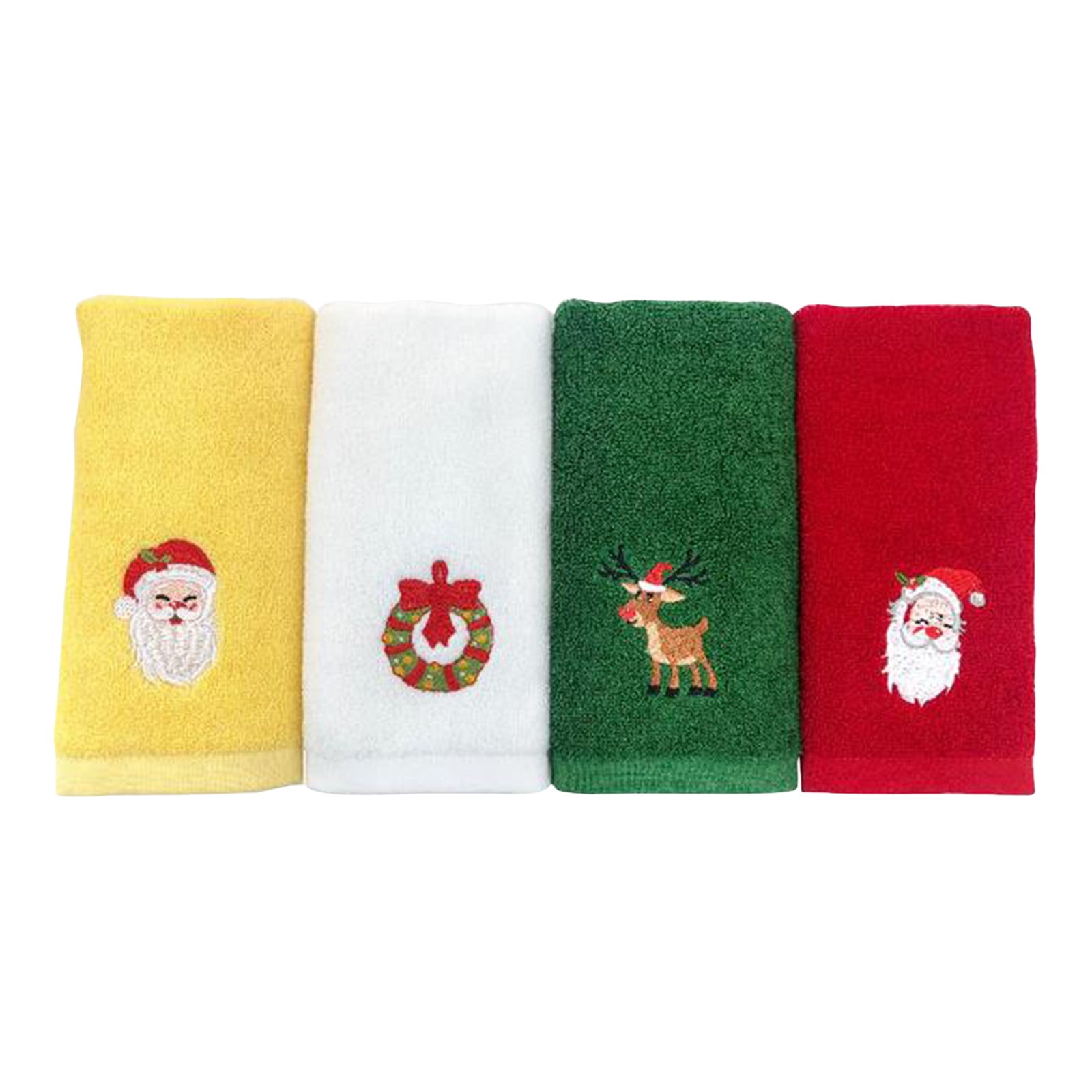 4pcs Set Christmas Handkerchief with Embroidered Patern Xmas Cotton ...