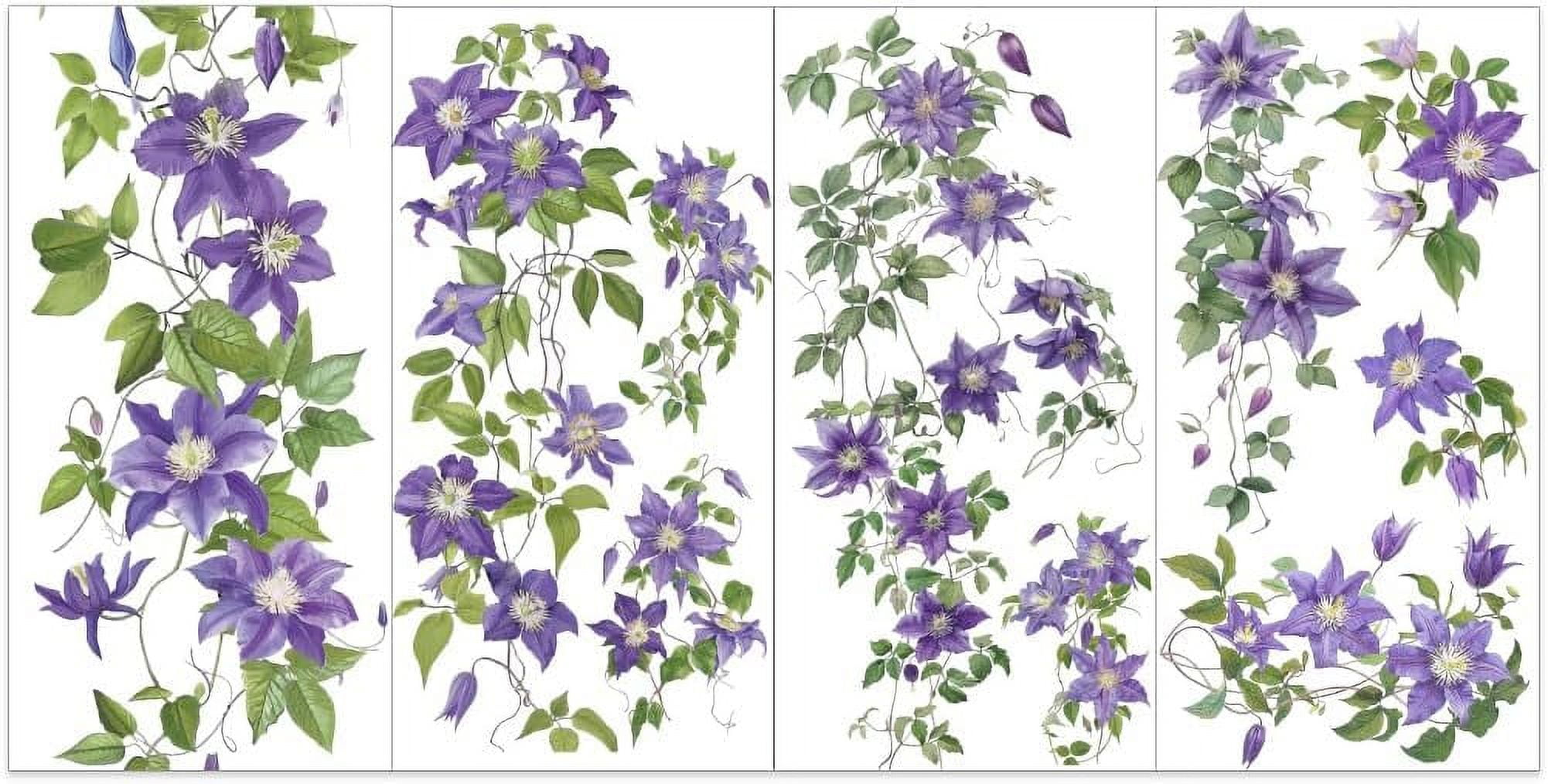 4pcs/Set Clematis Rub on Transfers for Crafts and Furniture 6x12 inch Vine Flowers Decor ...
