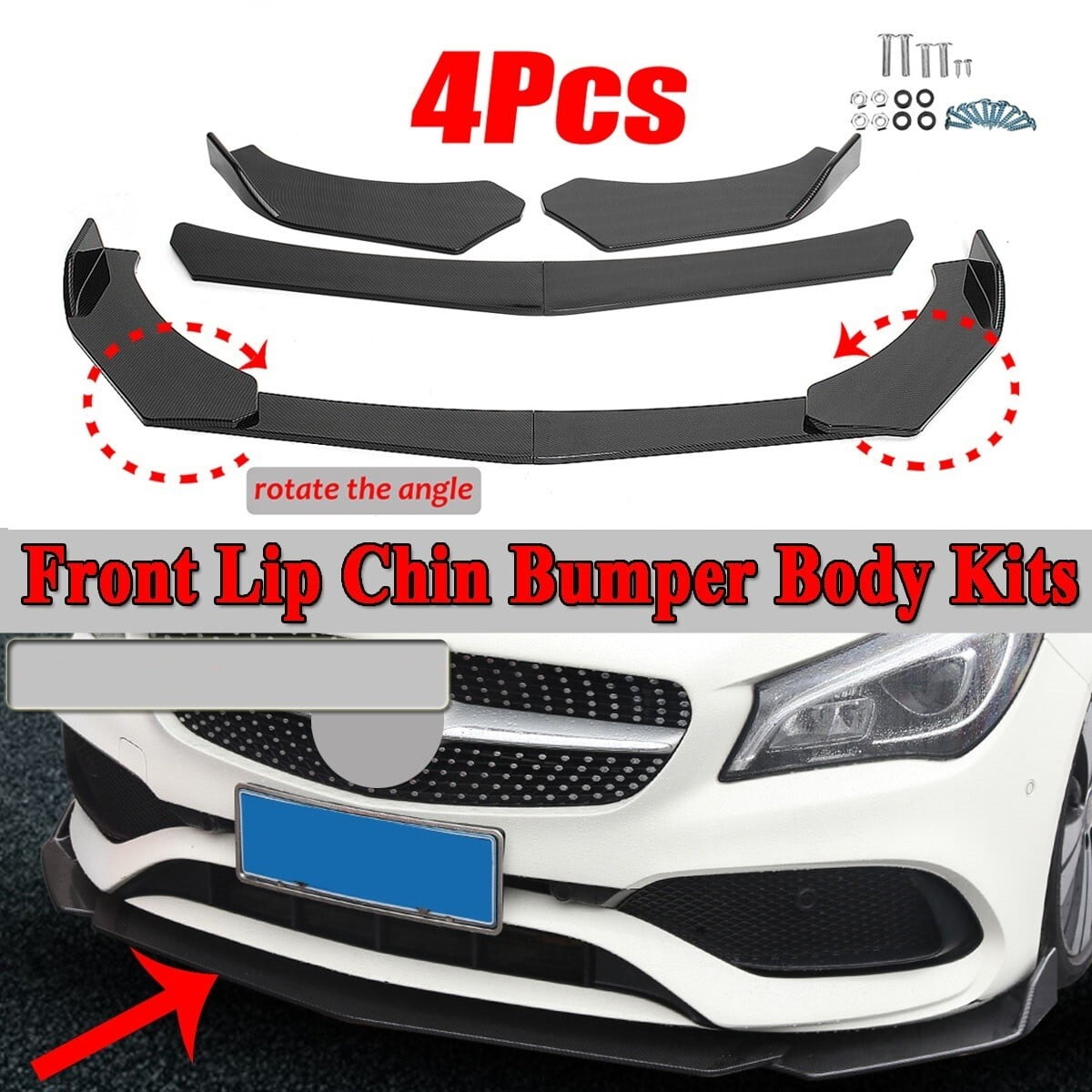 4pcs Set Front Bumper Spoiler Lip Splitter Diffuser for 2006-2013 Lexus ...