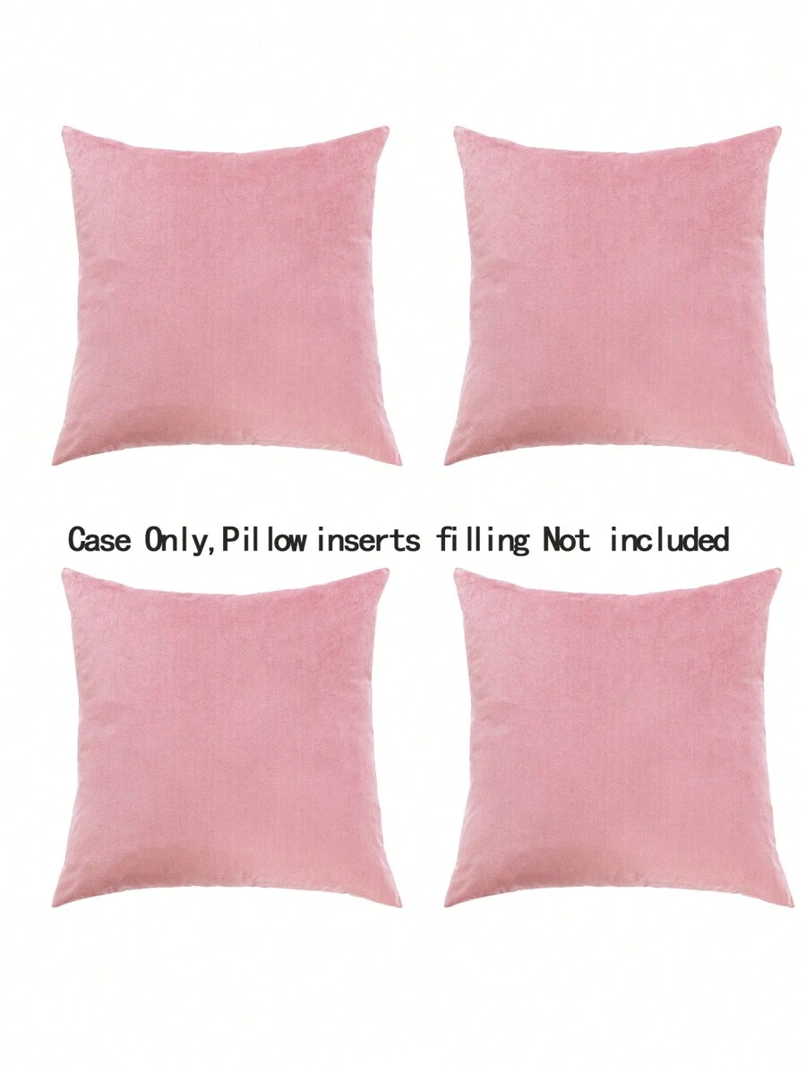 4pcs Set Modern Simple Soft Plush Solid Color Skin-Friendly Throw ...