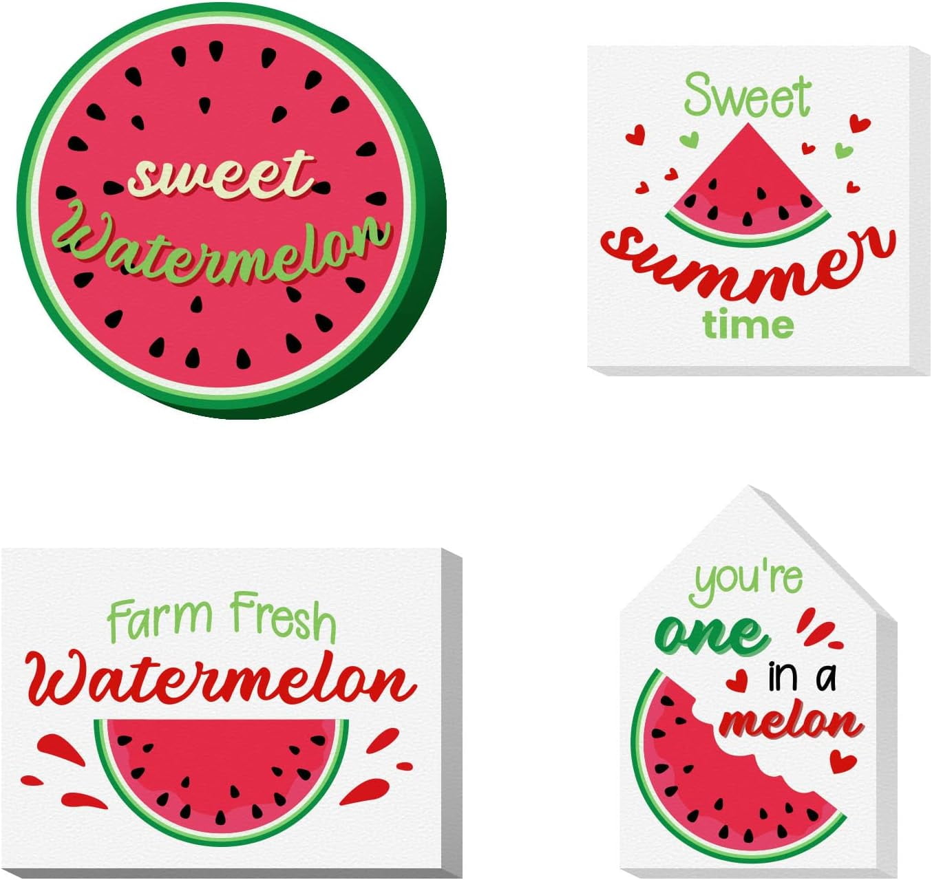 4pcs/Set Wood Sign Watermelon Tiered Tray Decor Set Summer Theme Self ...