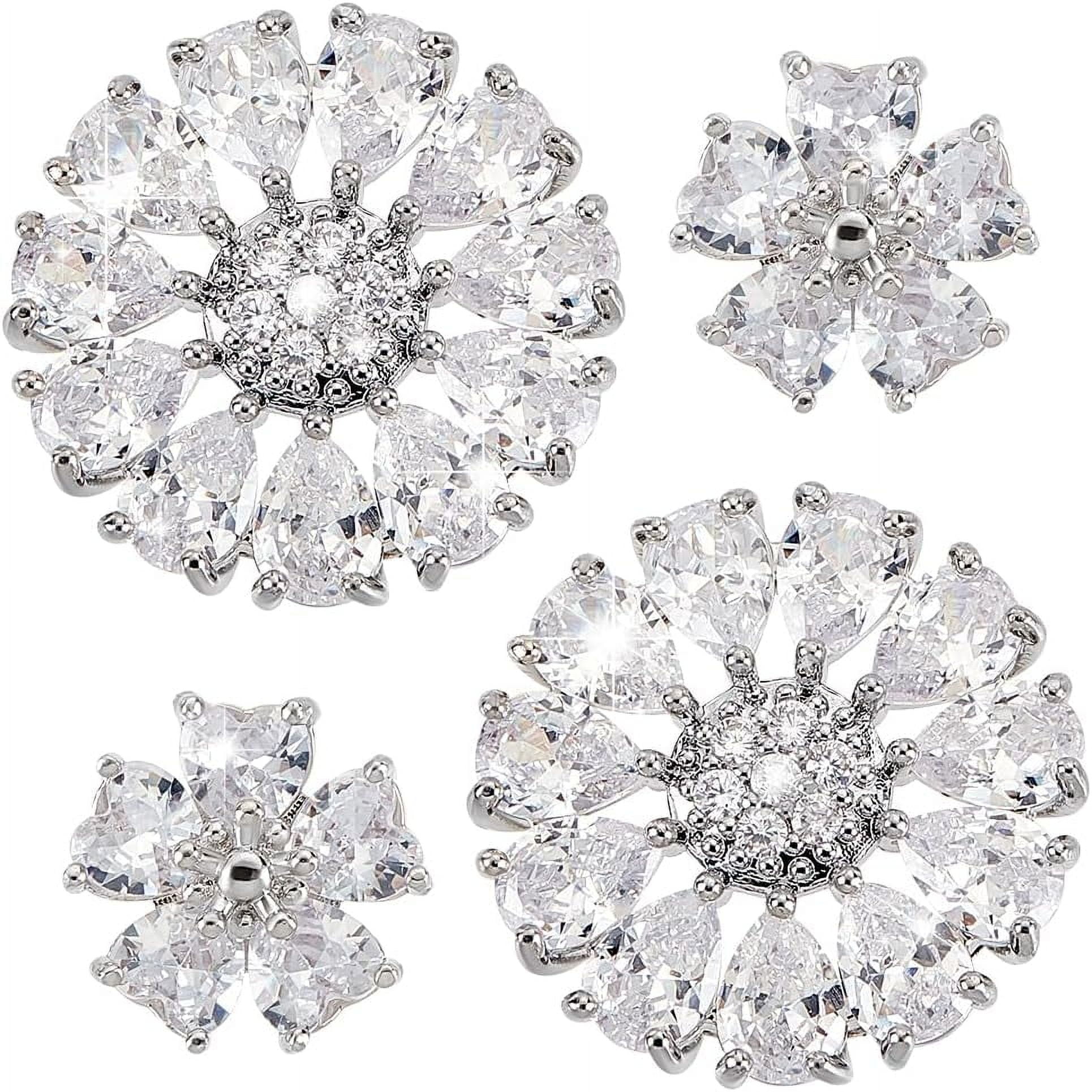 4pcs Shiny Rhinestone Buttons Rhinestone Embellishments Cubic Zircon ...