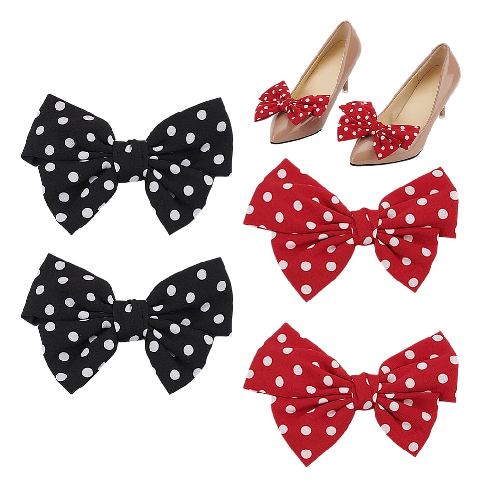 4pcs Shoe Clips 2 Colors Dots Shoes Buckles Bowknot Shoe Buckle Clip ...
