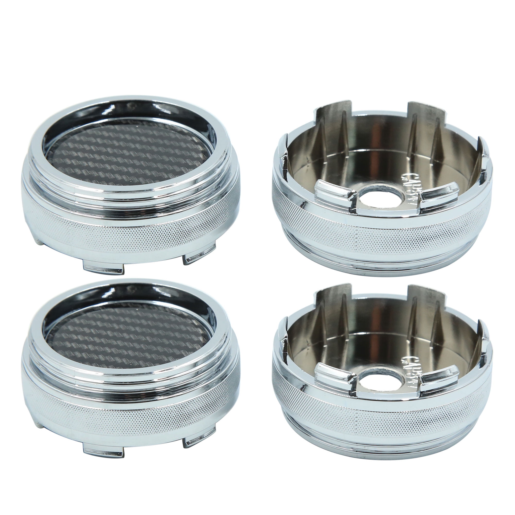 4pcs Silver Tone Black 60mm Dia 6 Clips Wheel Tyre Center Hub Caps for ...
