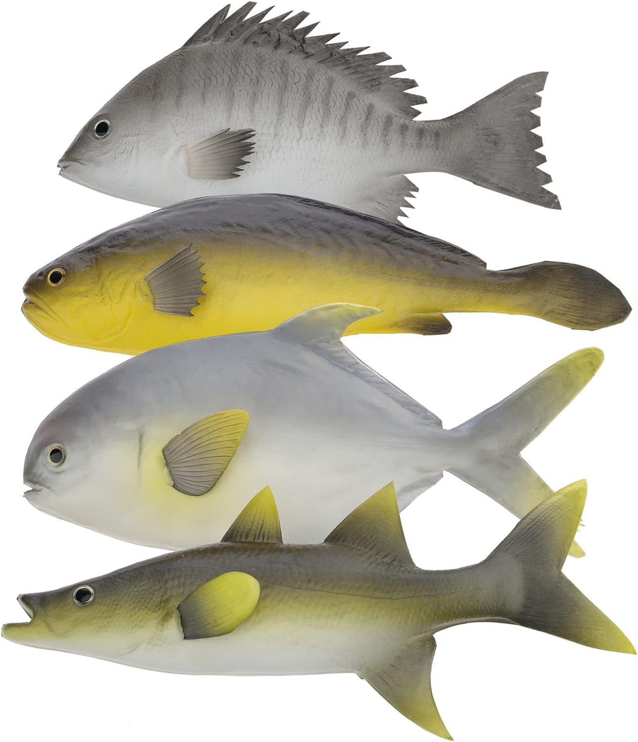 4pcs Simulated Lifelike Fish Set Soft PU Fake Snapper Sea Bass ...