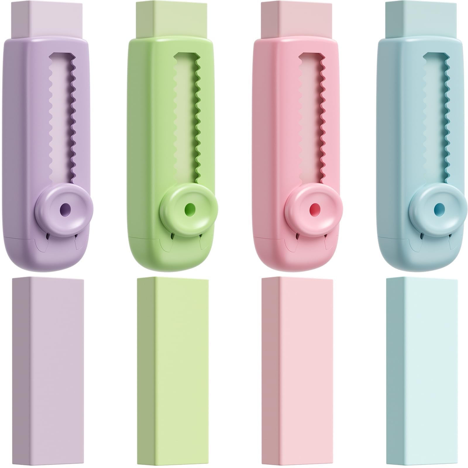 4pcs Sliding Retractable Pencil Erasers - 4 Cute Colors with Dynamic ...