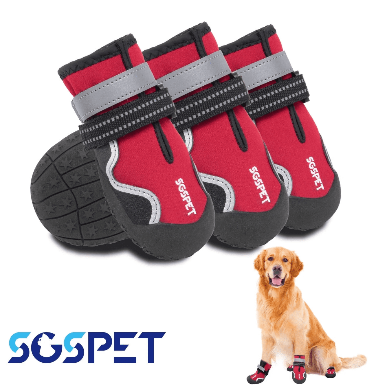 4pcs Small Medium Large Dog Shoes Boots Paw Protector Reflective Strip ...