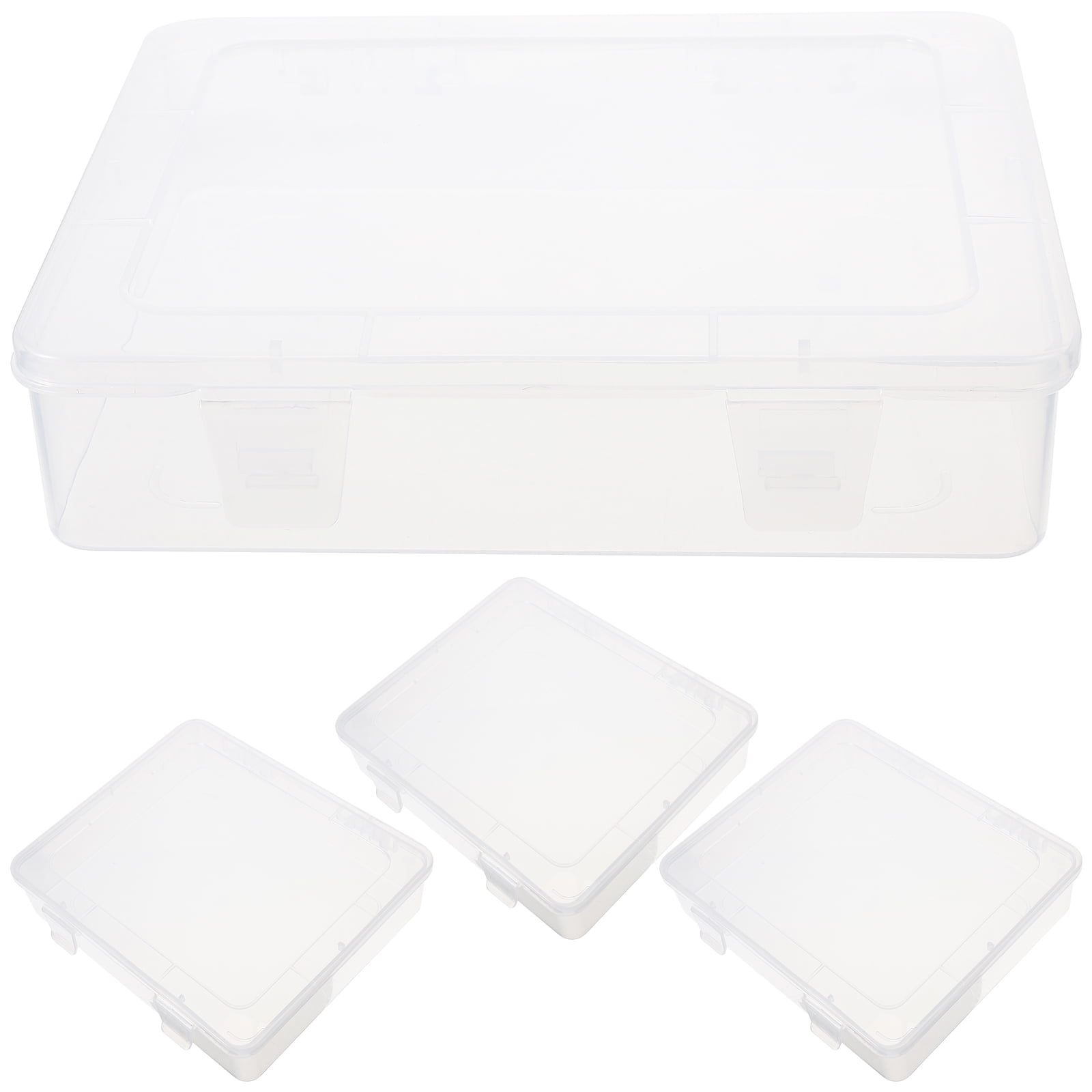 4pcs Small Rectangular Plastic Storage Boxes Clear Containers Bins ...