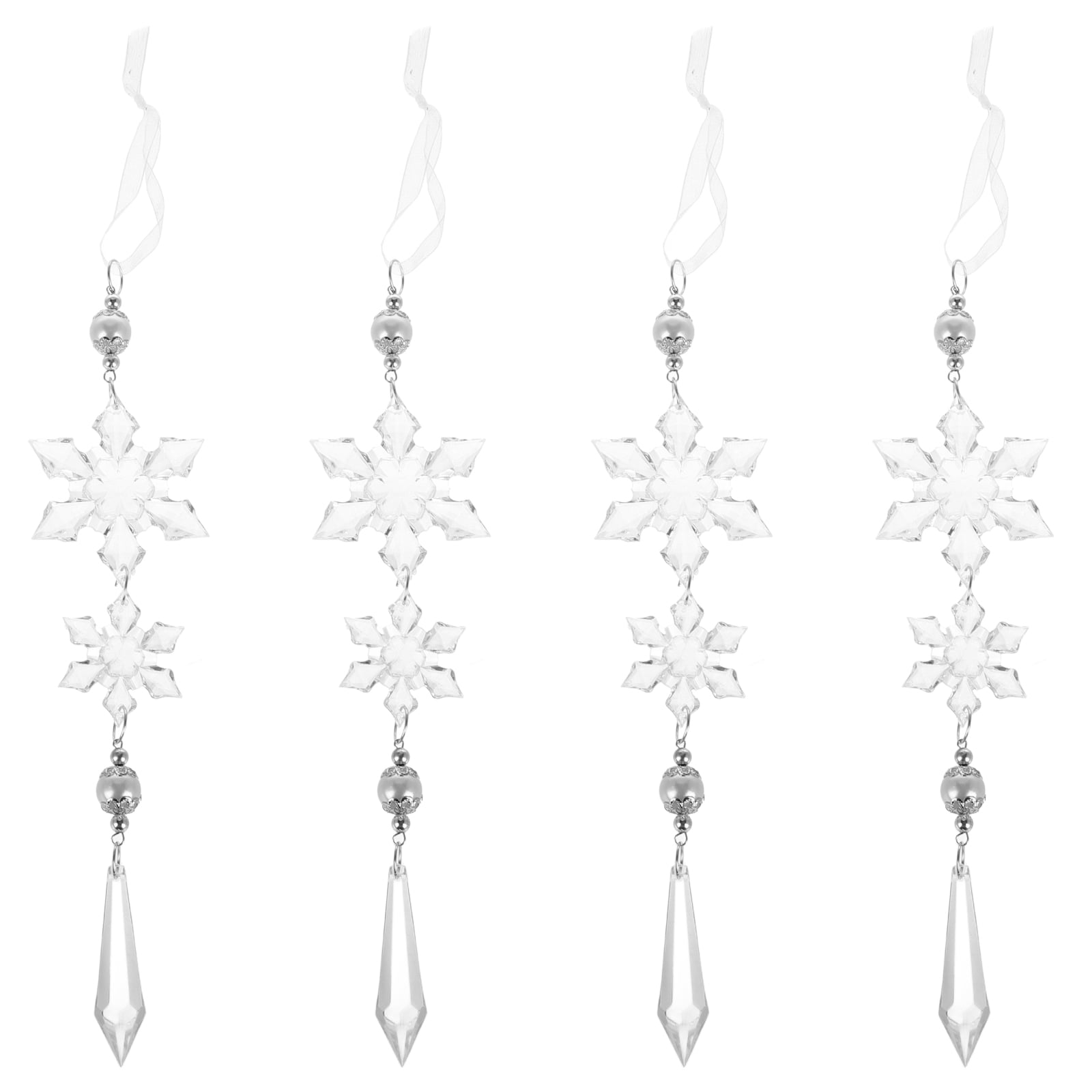 4pcs Snowflake Christmas Tree Decorations Ornaments Hanging Acrylic ...