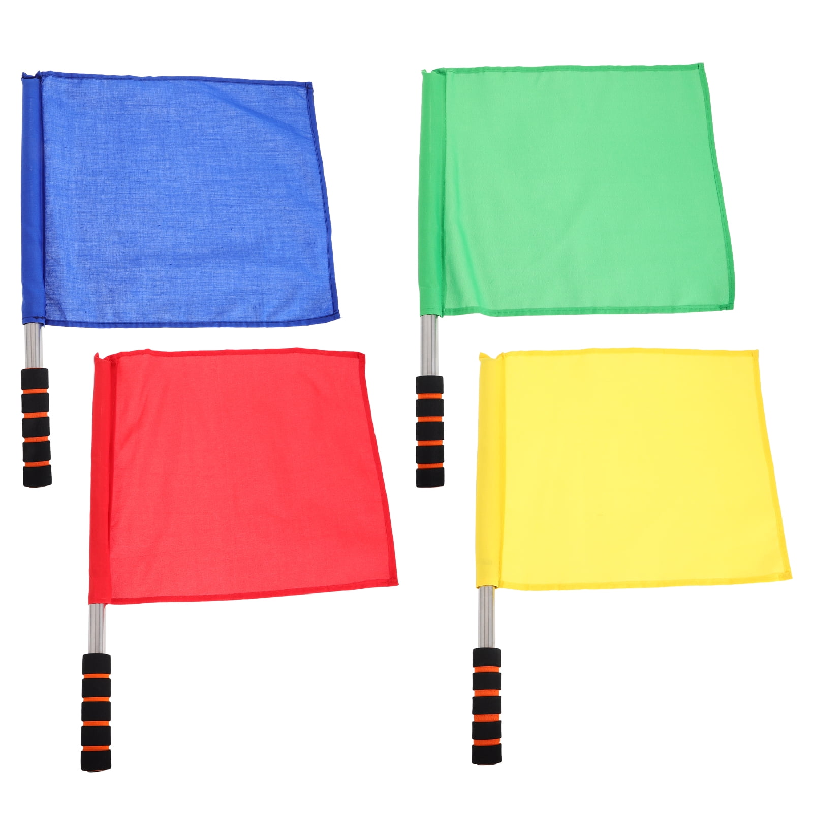 4pcs Soccer Referee Flags with Stainless Steel Pole and Sponge Handle for Football Volleyball ...