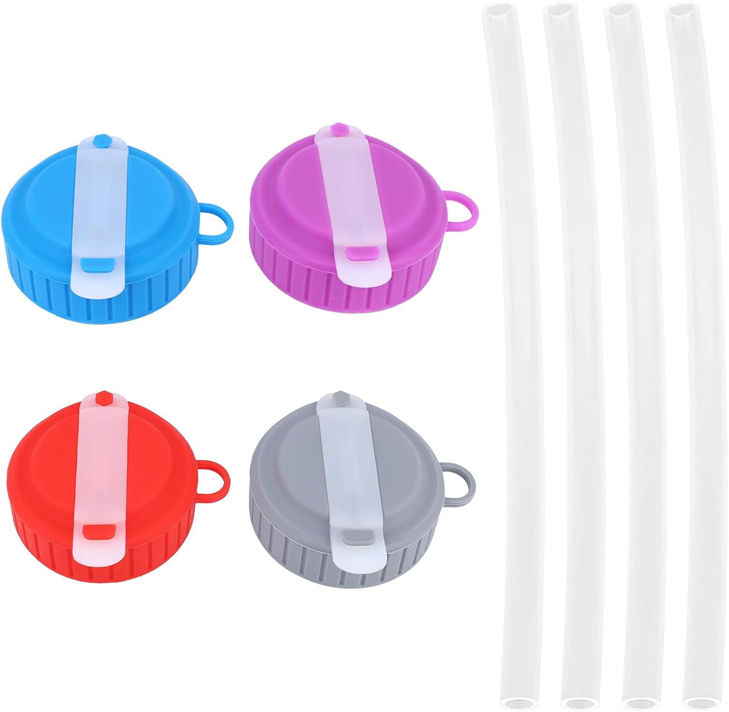 4pcs Soda Can Lids, Reusable Silicone Beer Can Covers with Straws Spill ...