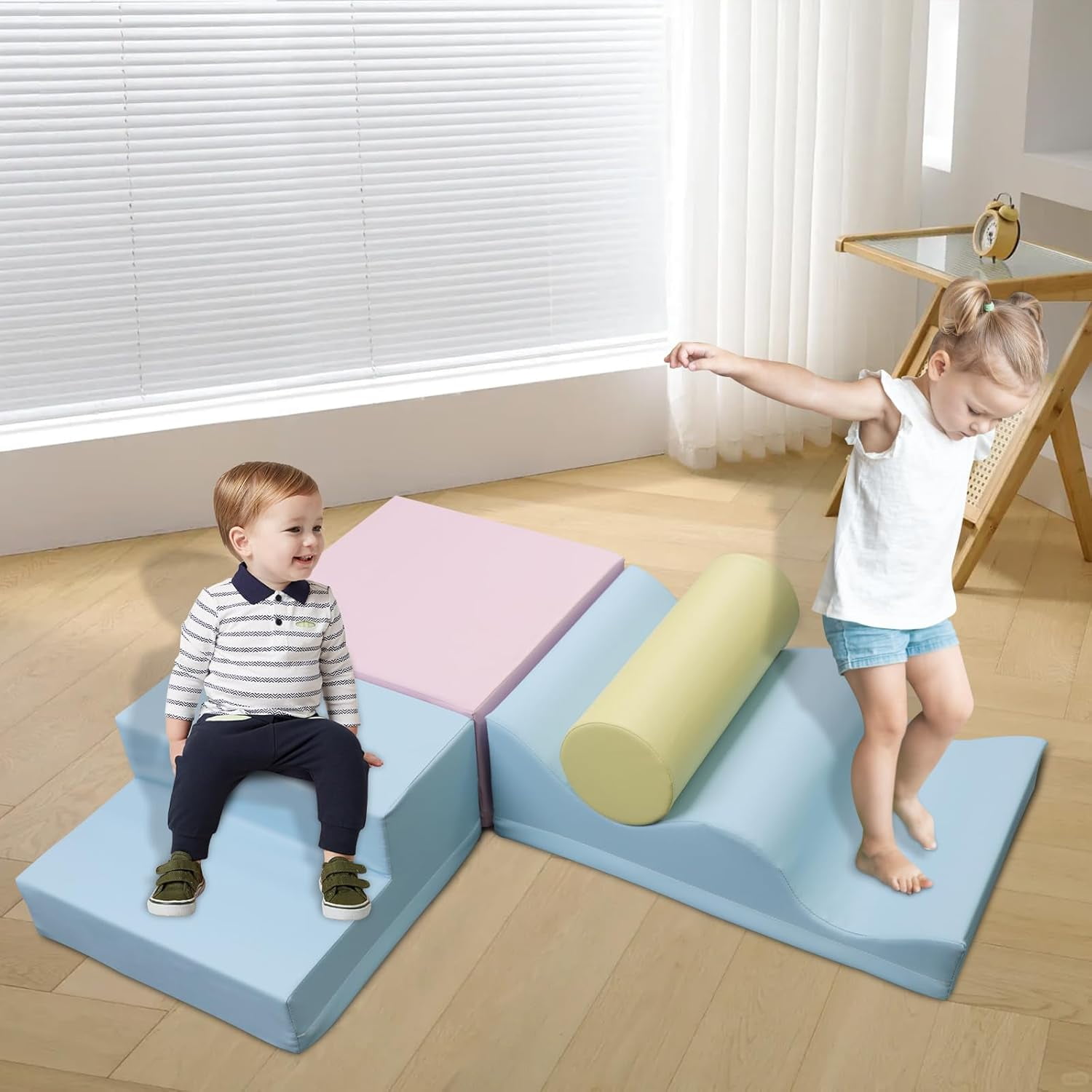 4pcs Soft PU Leather Climbing Toys for Toddlers,Inside,EPE Foam Baby ...