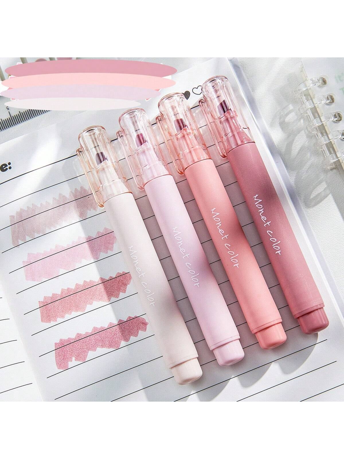 4pcs Soft Touch Fluorescent Gel Pens In Pink Morandic Color, Water ...